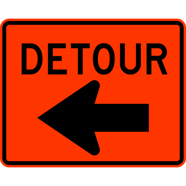Detour Left Arrow Sign M4-9L | Reflective Aluminum Construction Traffi ...